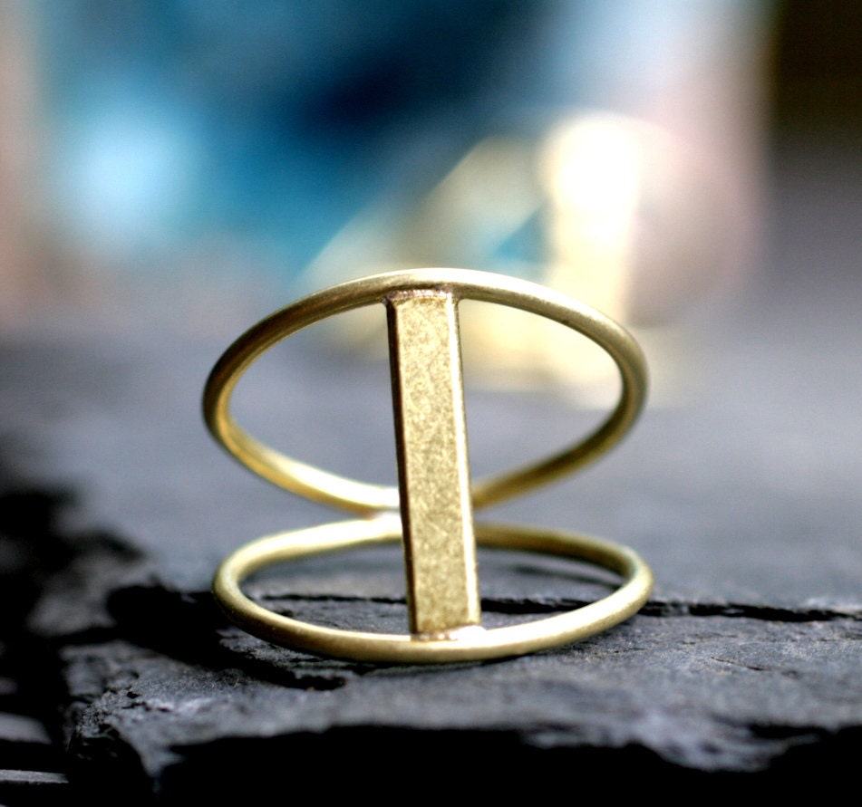 bar ring modern gold bar ring minimalist ring cage ring line