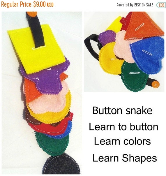 SALE Felt learn to button snake learning by itsthesmallthings