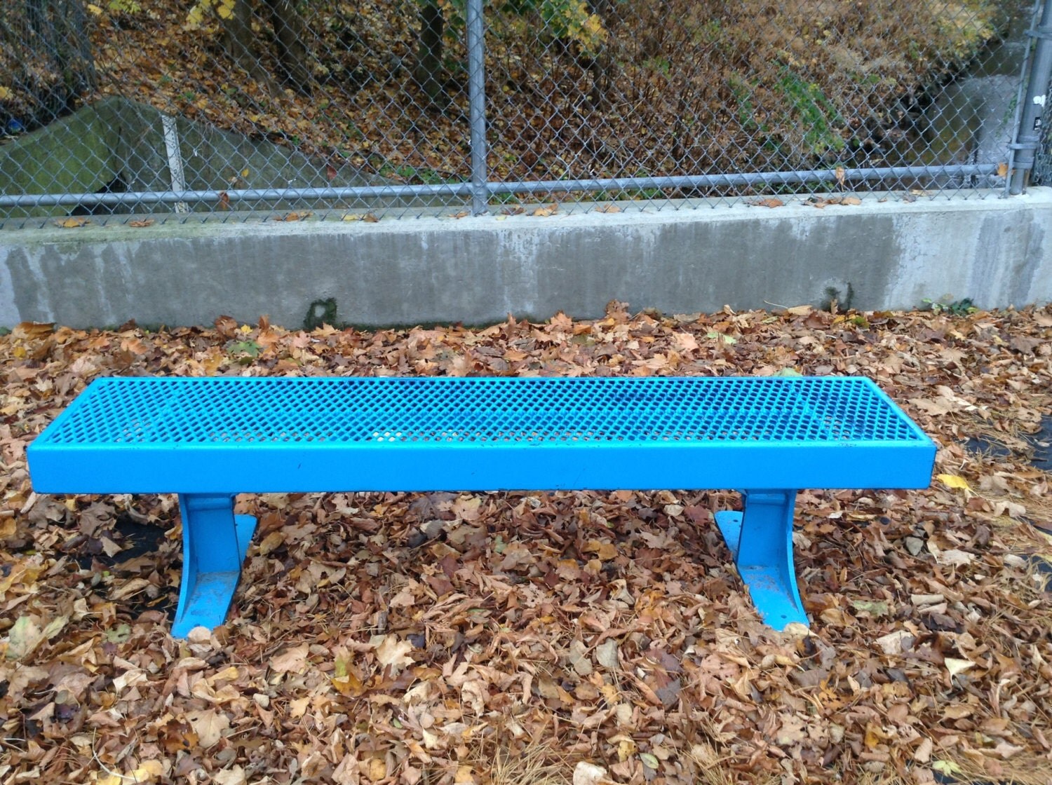 Mid Century Industrial Bench – Industrial Bench – Turquoise Bench ...