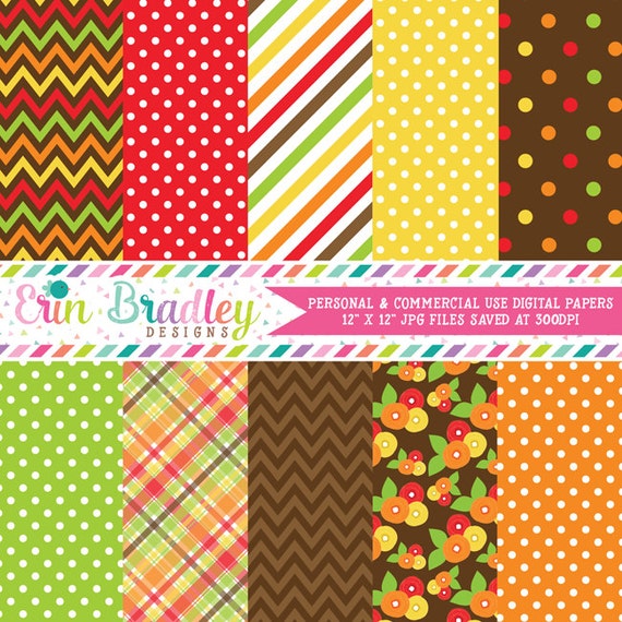 Thanksgiving Digital Paper Pack Personal & by ErinBradleyDesigns