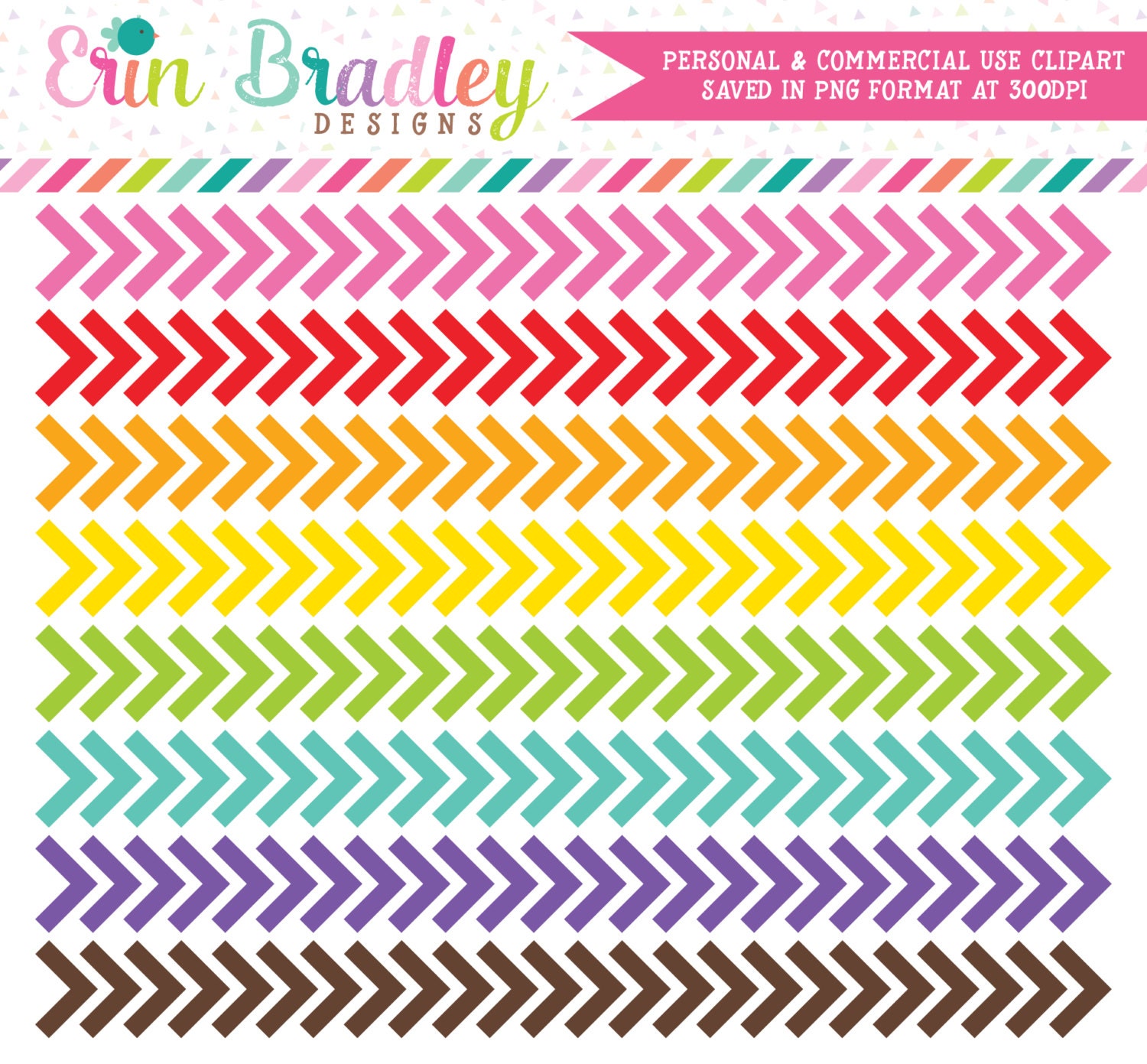 Chevron Borders Clipart Graphics Instant Download Border