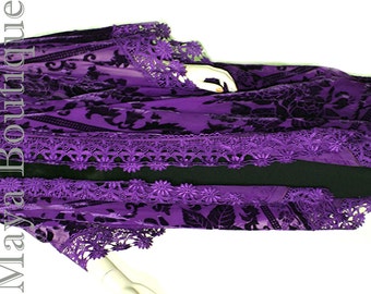 Purple Dream Kimono Opera Coat Silk Burnout Velvet by BoutiqueMaya