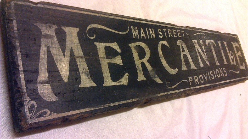 Old Mercantile Wood Sign HandCrafted Rustic Wooden Kitchen
