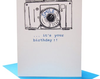 Camera birthday card | Etsy