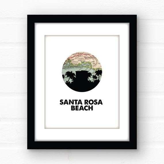Items similar to Santa Rosa Beach decor | Florida map print | Florida ...