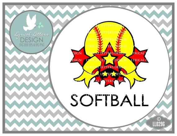 Softball Sports Banner with Stars LL029 G SVG Graphic
