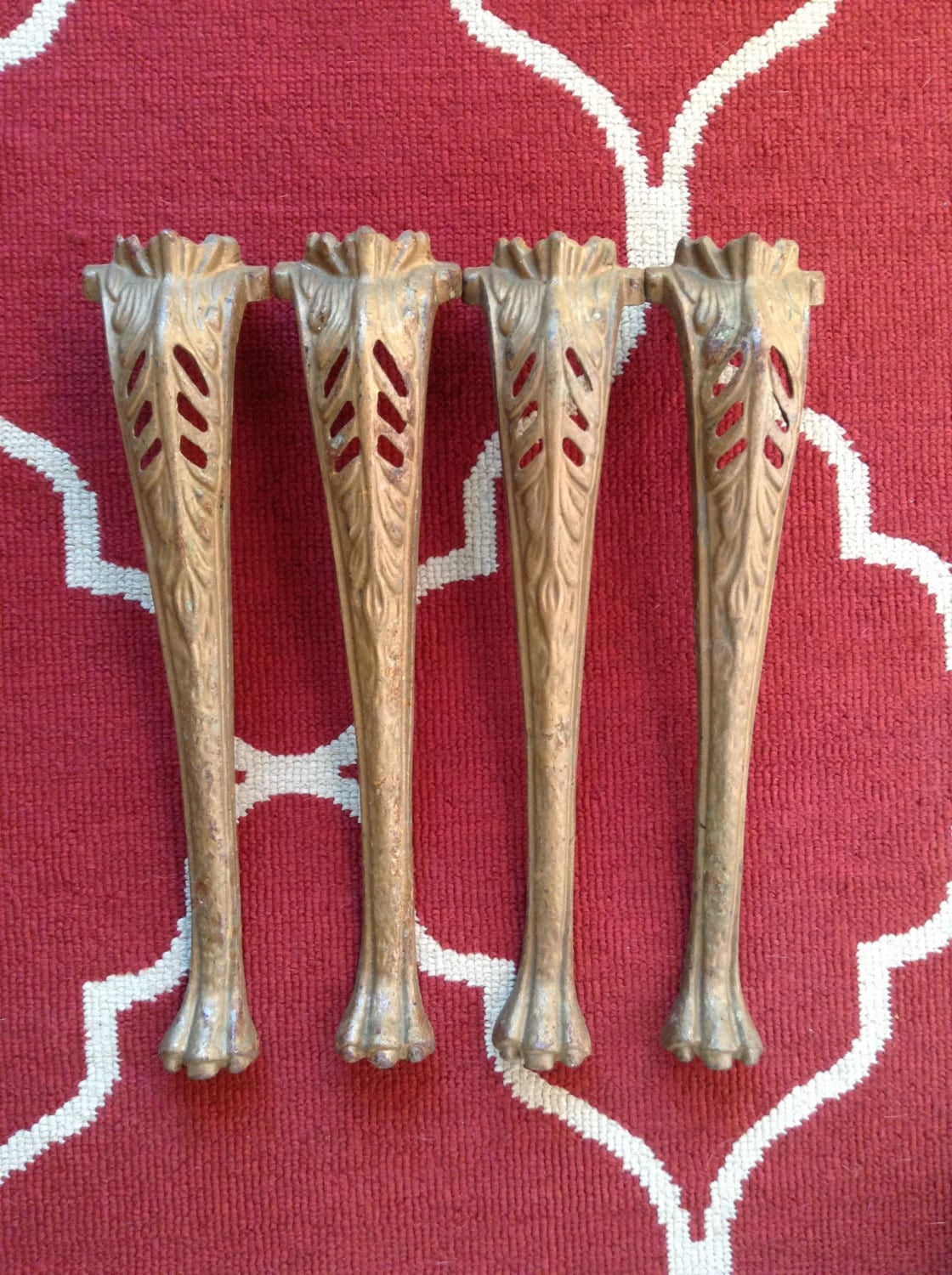 Antique Victorian Cast Iron Stool Table Legs Nouveau Design Metal ...