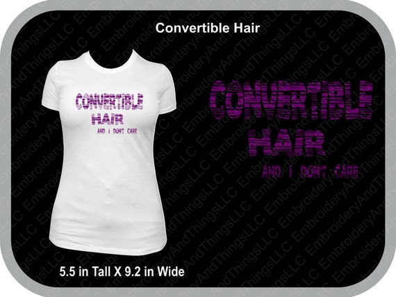 Convertible Hair Convertible Car T-Shirt by EmbroiderybySharon