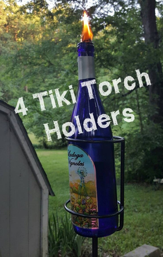 4 Wine Bottle Tiki Torch Blacksmith made Holder only