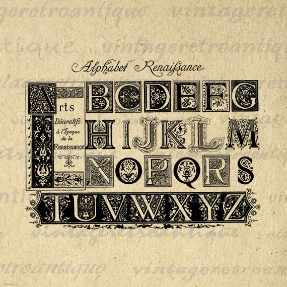Digital Printable Antique Alphabet Graphic by VintageRetroAntique