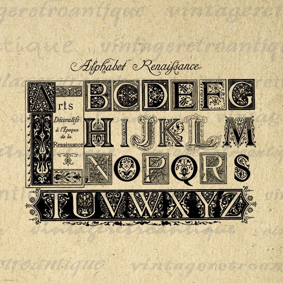 Digital Printable Antique Alphabet Graphic by VintageRetroAntique