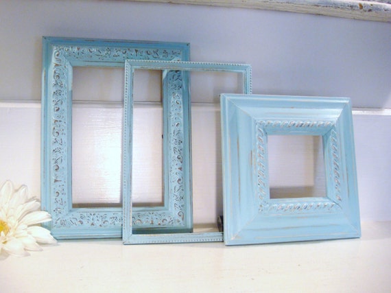Shabby chic frames frame collection aqua by NiftyandThriftyFinds