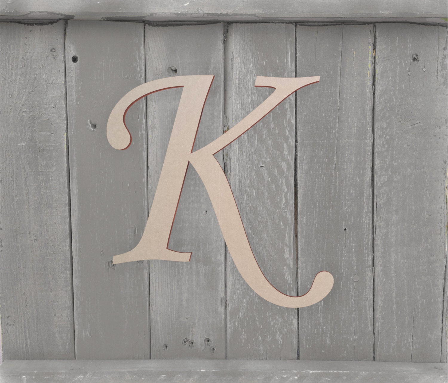 Wooden Monogram Letter Large Unfinished Cursive by Buildeez