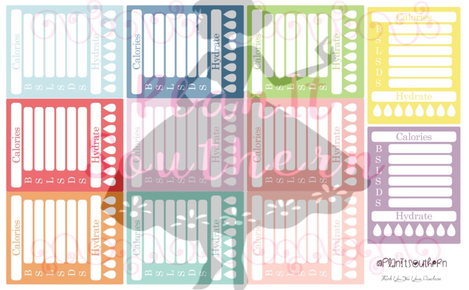 Full Box Calorie Trackers / Planner Stickers / Planner Icon