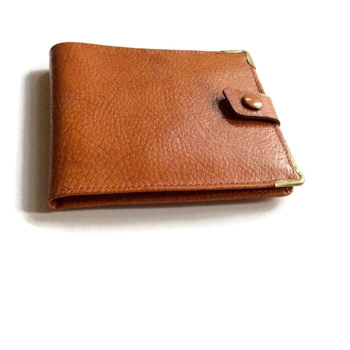 Vintage Men’s Wallet // tan leather card wallet // 70s leather wallet ...