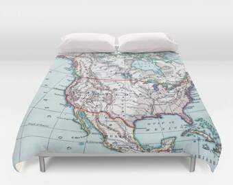 Nautical Map with Whale Duvet Cover or Comforter by Mapology