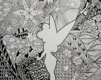 Zentangle Silhouette Disney Belle by UrbaniaImagery on Etsy