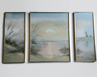 Triptych painting | Etsy