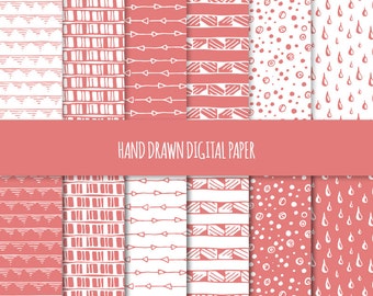 Hand Drawn Digital Paper: Tribal Geometric Doodles Seamless