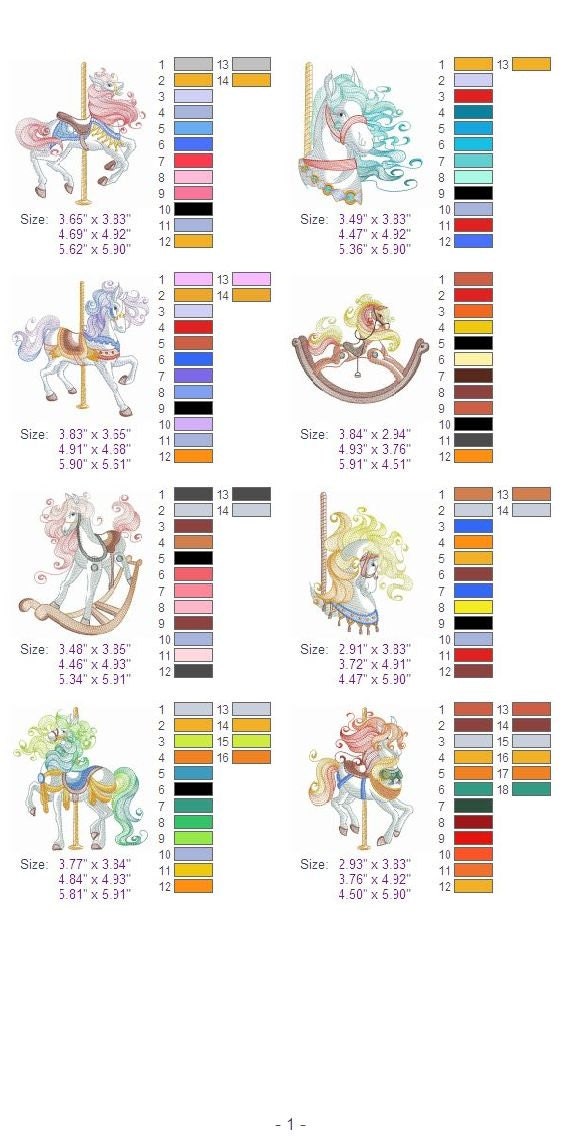 Carousel Horse Machine Embroidery Designs Instant by embhome