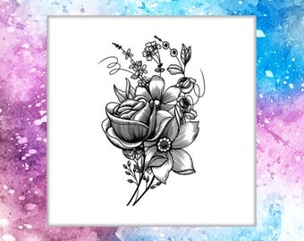 Vintage rose tattoo | Etsy