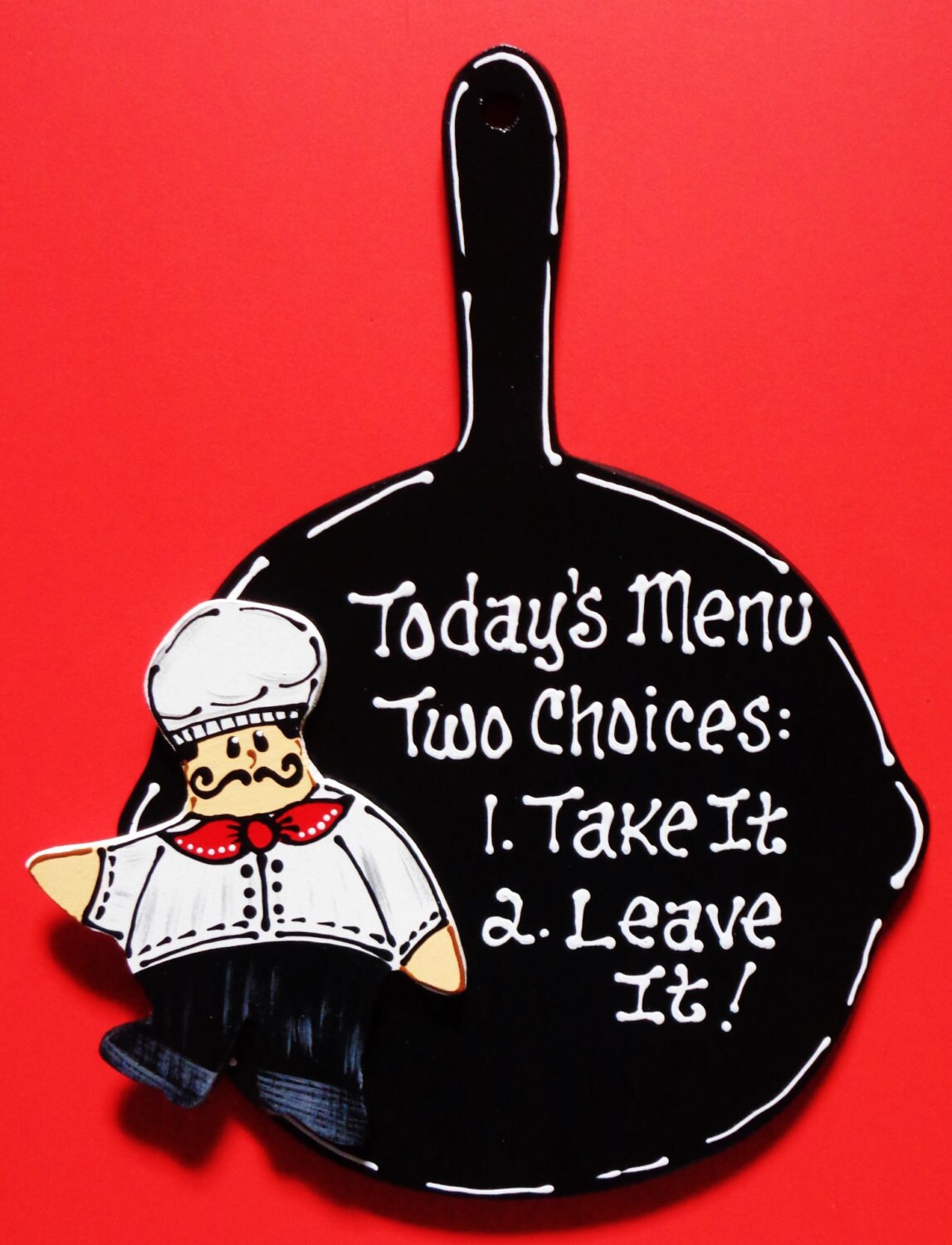 FAT CHEF SKILLET Kitchen Sign Today's Menu Bistro Style