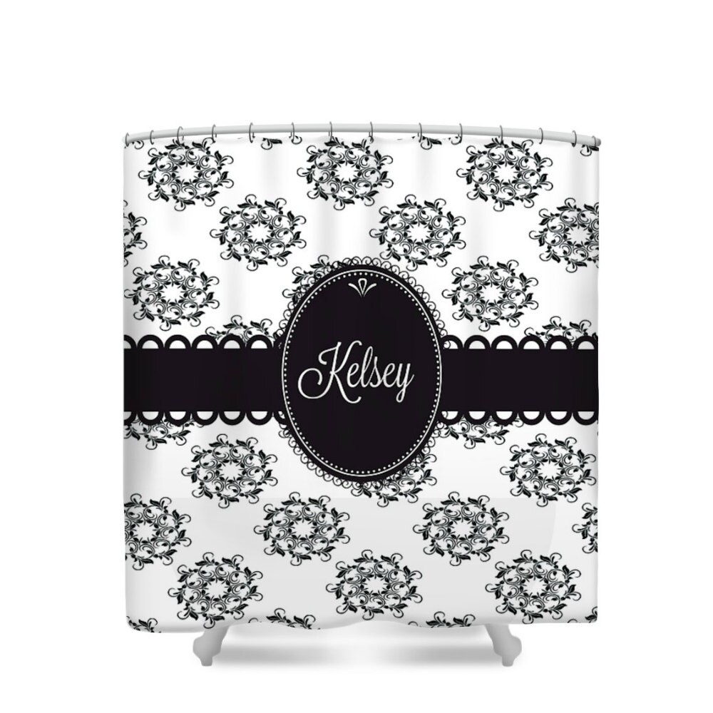 Personalized Monogram Shower Curtain Black And By Folkandfunky