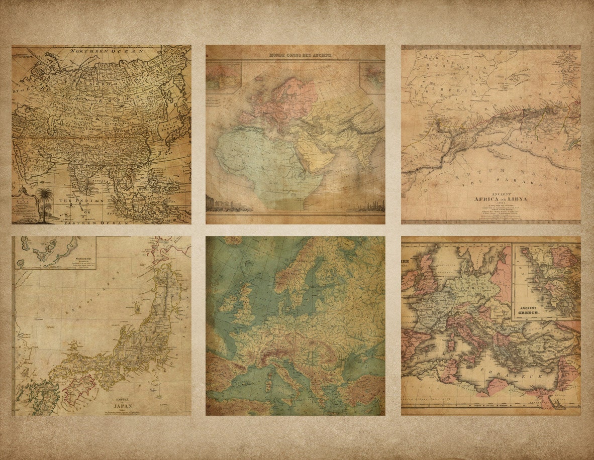 Antique Maps Digital Paper Vintage Maps World Map Scrapbook