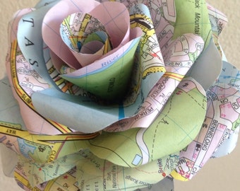 Vintage Map Paper Flower Bouquet World Map. Origami Paper