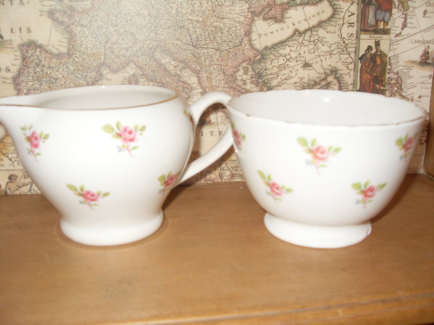 Cabbage rose Cream milk jug and sugar basin bowl bone china – Haute Juice