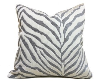 Grey zebra pillow | Etsy