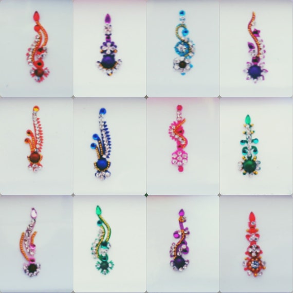 2 Long Bindi Set Packs Multicolored by FashionBindis on Etsy