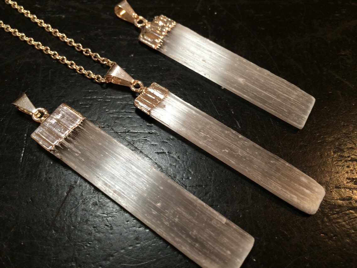 Selenite Pendant Selenite necklace selenite jewelry