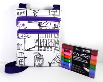 Color Me Bag Messenger Bag Coloring Bag Kids Messenger