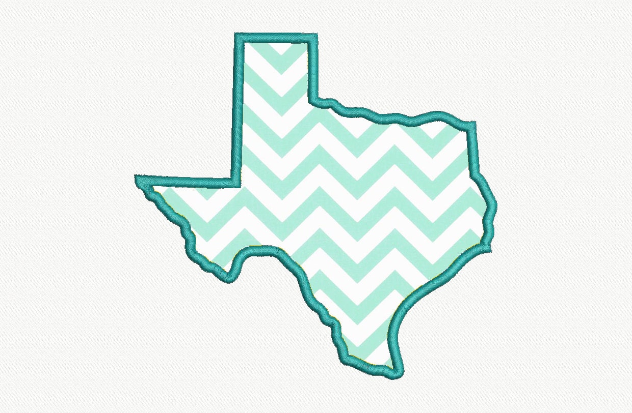 State of Texas Applique Machine Embroidery Design 5 Sizes