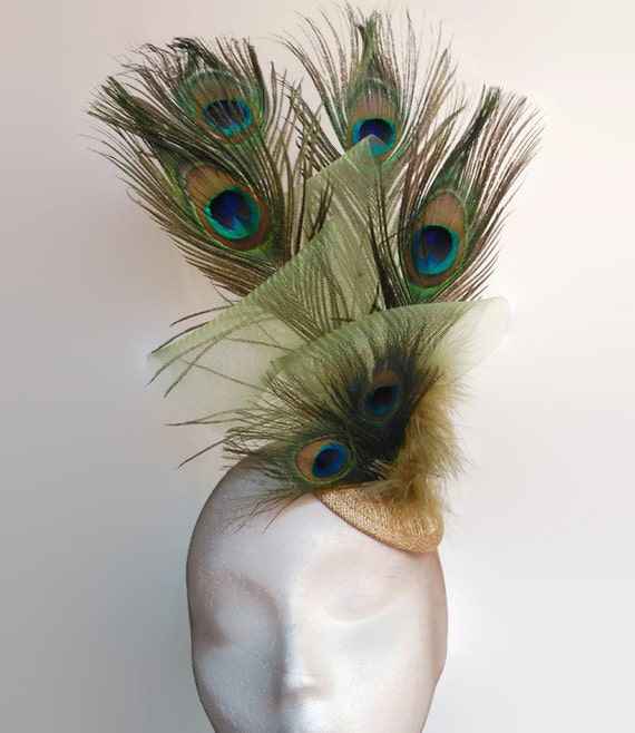 Items Similar To Peacock Fascinator Green Feather Fascinator Peacock Feather Hair Accessories