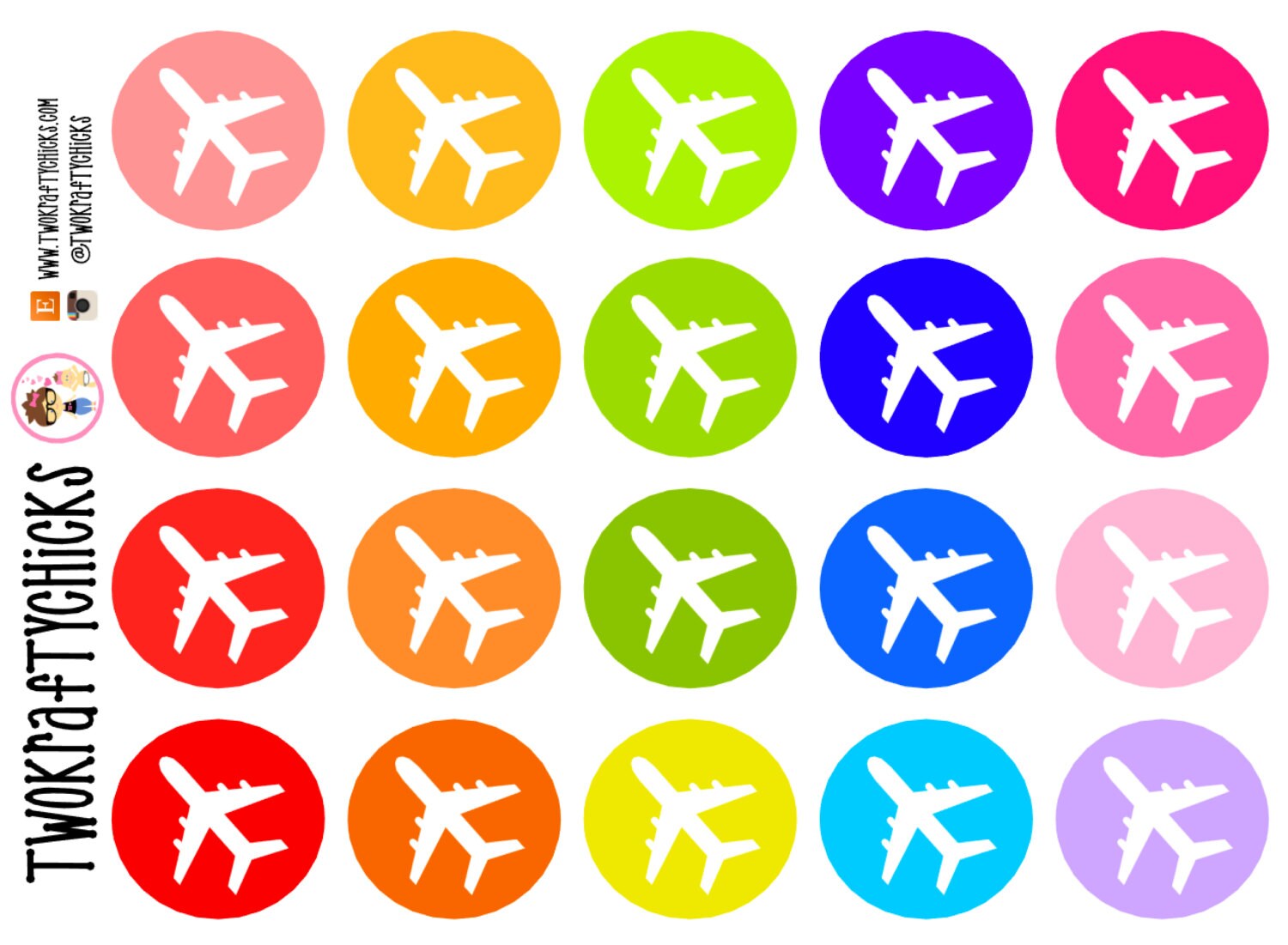 20 Airplane Travel Planner Stickers