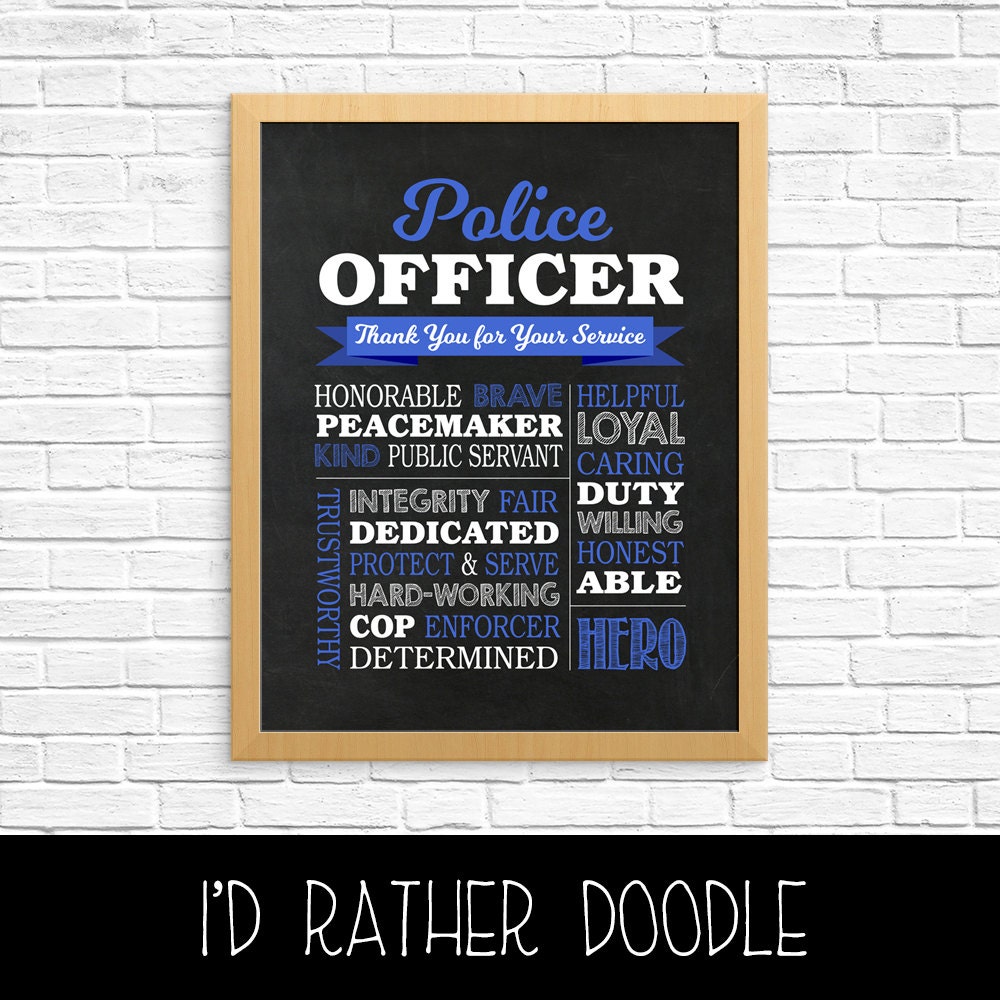 Police Officer Gift Printable Police Officer Chalkboard Sign