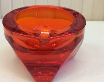 Red glass ashtray | Etsy