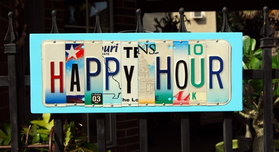 HAPPY HOUR Custom license plate sign / Fathers day / beer