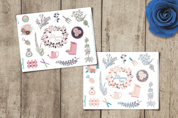 Items similar to 1 sheet Planner Stickers gardening drawings - doodles ...
