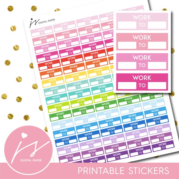 Work Planner Stickers Printable Work Job Schedule Sticker
