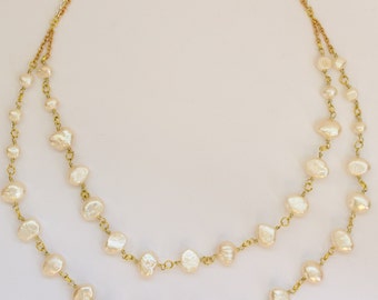 Items similar to Stranded Pearl & Rhinestone Necklace on Etsy