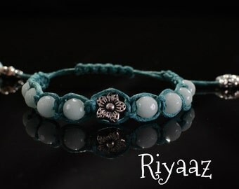 Items similar to Blue Turquoise, Shamballa Bracelet Women's, Natural ...