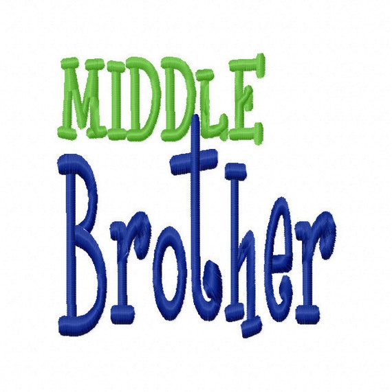 Middle Brother Machine Embroidery Design 4x4 5x7 Instant
