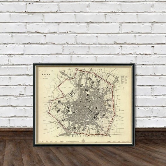 Vintage map of Madrid Old map print Historic map