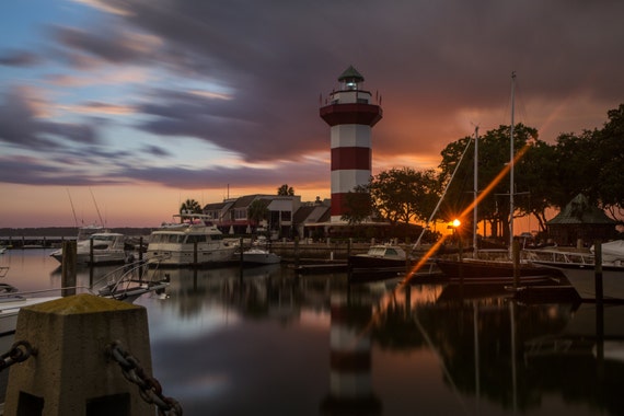 Hilton Head Lighthouse at Sunset Harbour Town Lighthouse