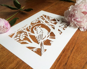 Bird papercut | Etsy