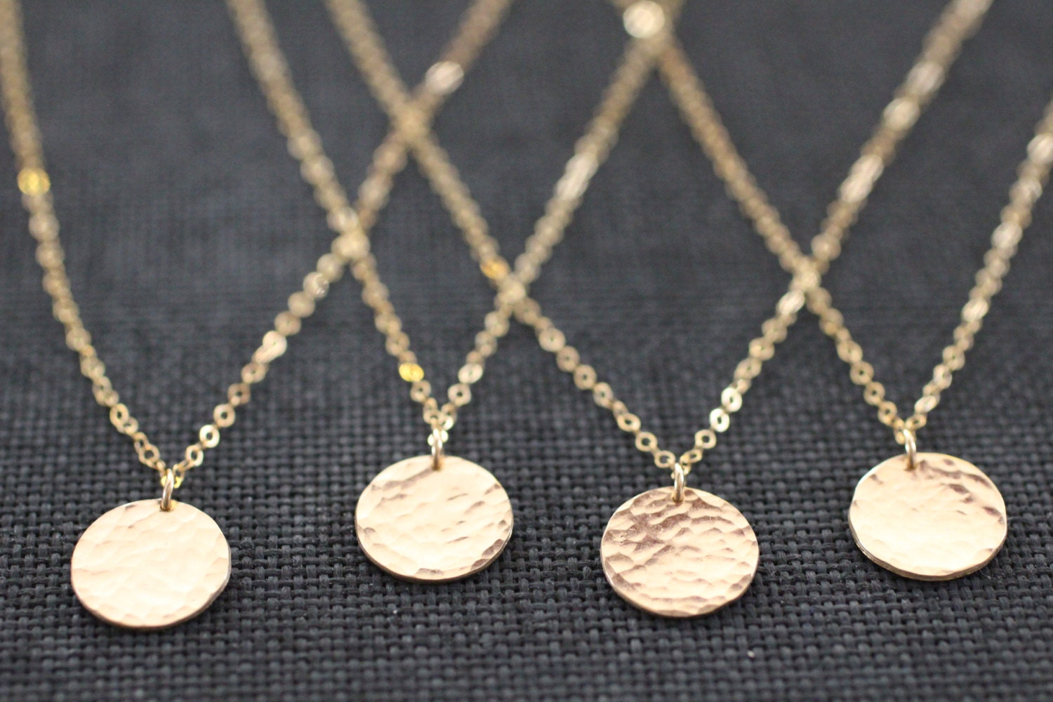 gold necklace gold disc necklace sterling silver hammered