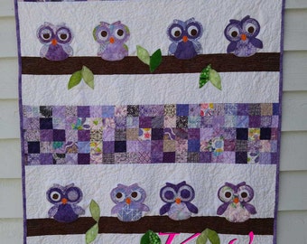 Organic Owl Quilt Baby Crib Bedding Kids Blanket Owl